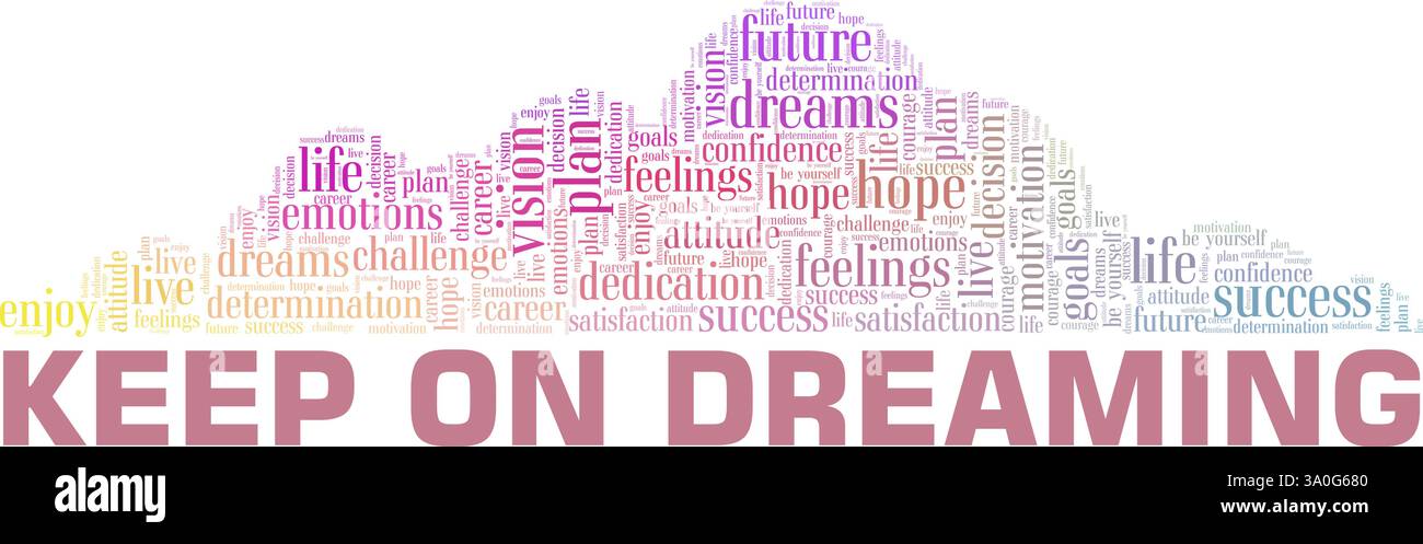 Keep on Dreaming vector illustration word cloud isolated on a white ...