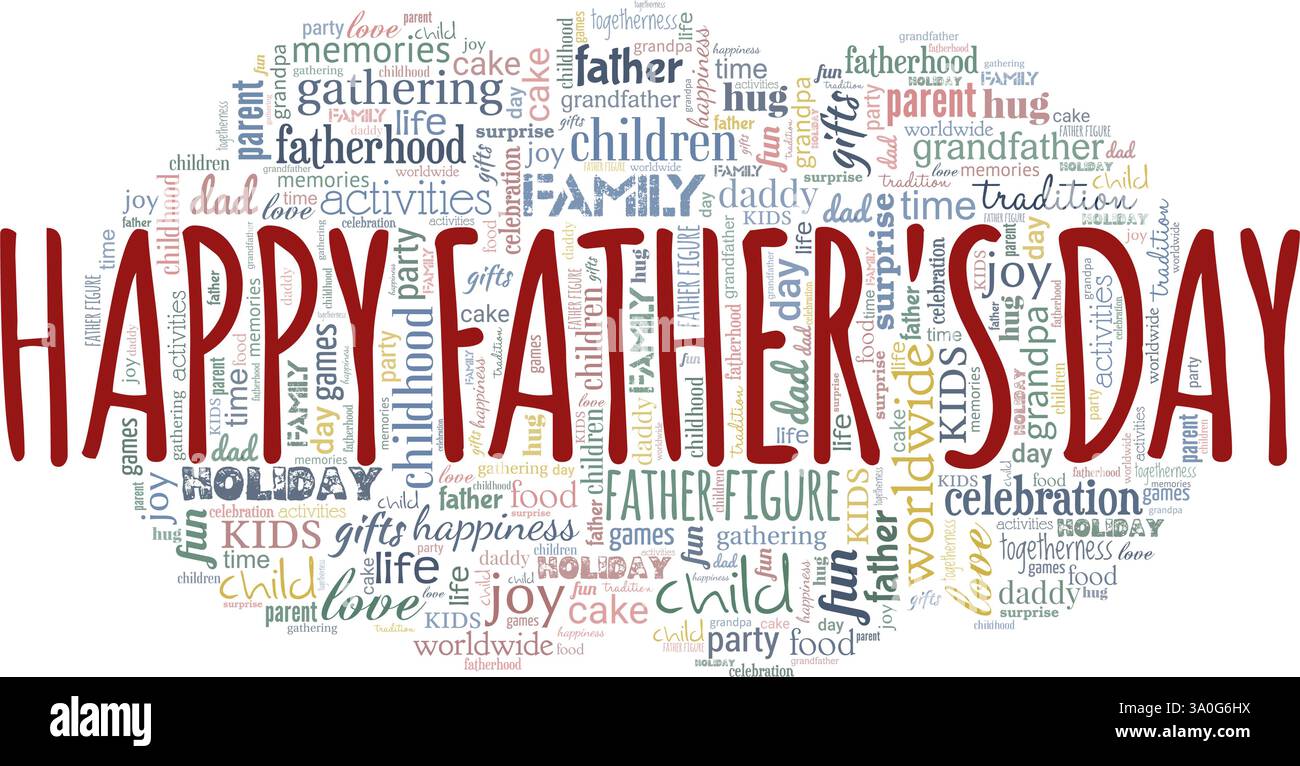 Happy Father's Day vector illustration word cloud isolated on a white ...