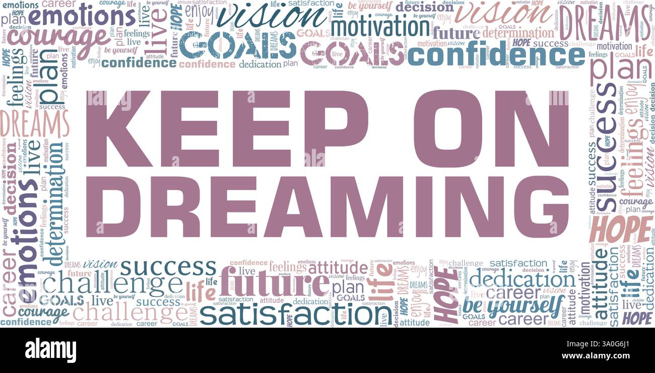 Keep on Dreaming vector illustration word cloud isolated on a white ...