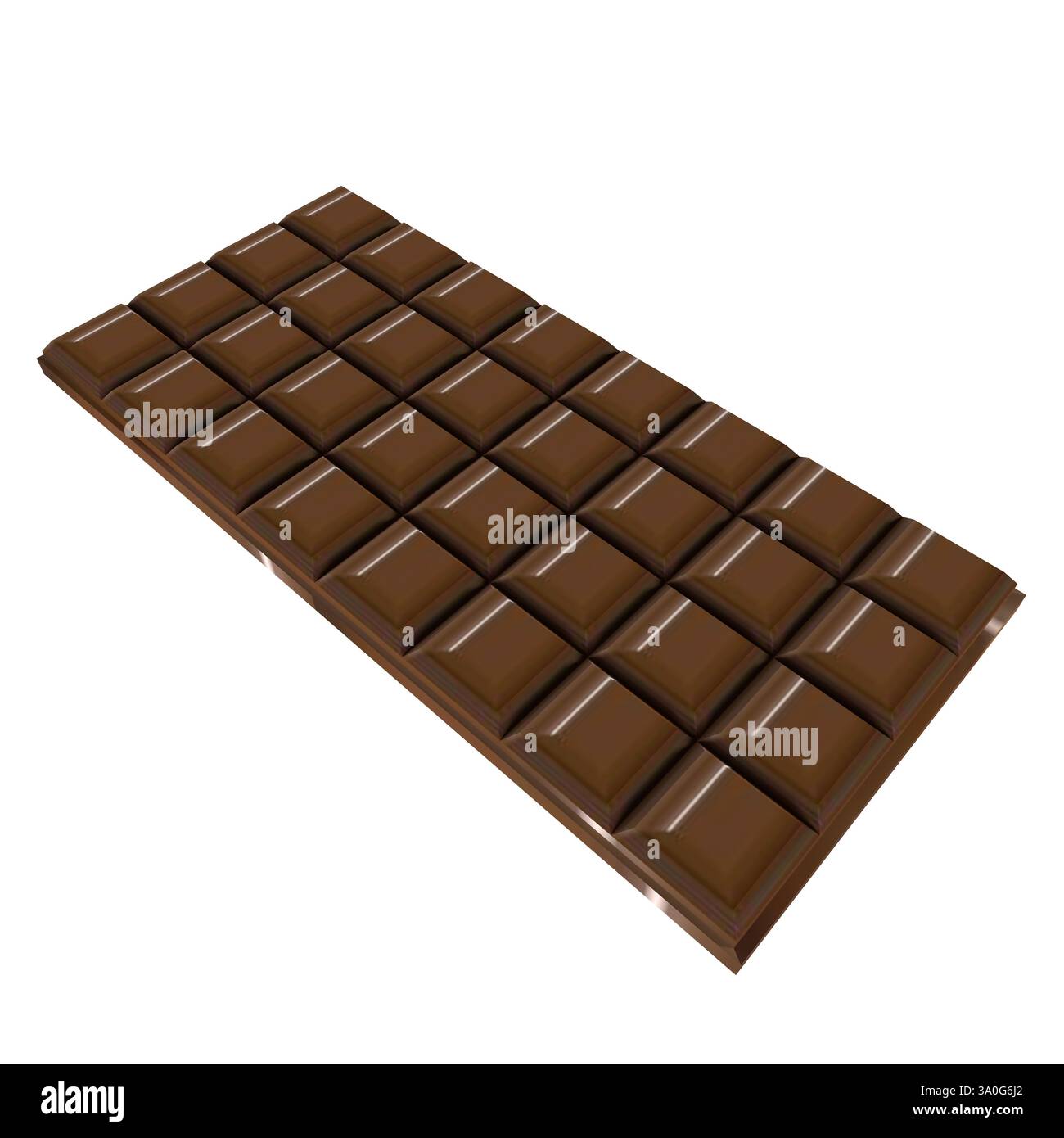 A realistic 3D rendering of a chocolate bar, showcasing a neatly ...