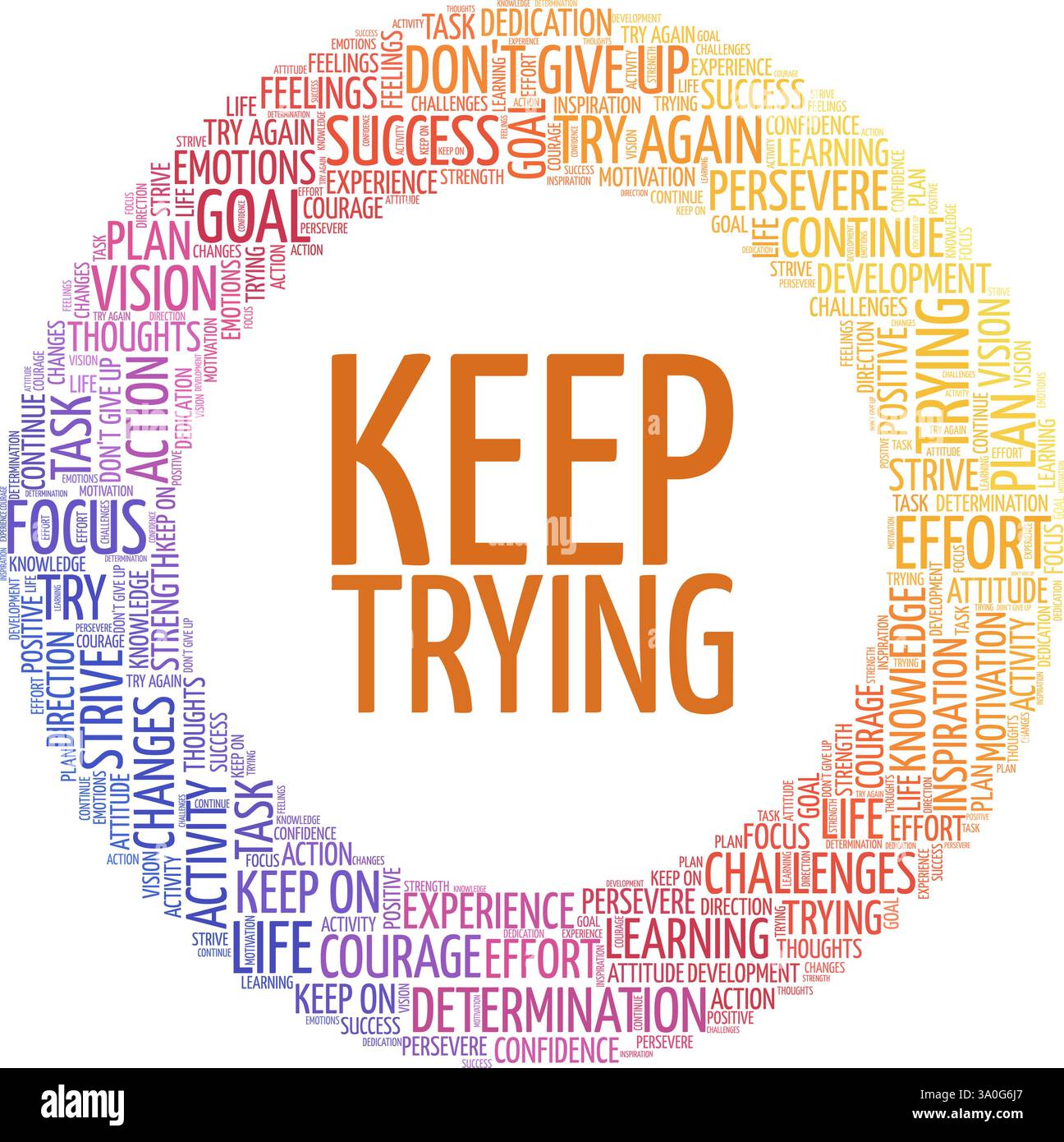 Keep Trying vector illustration word cloud isolated on a white ...