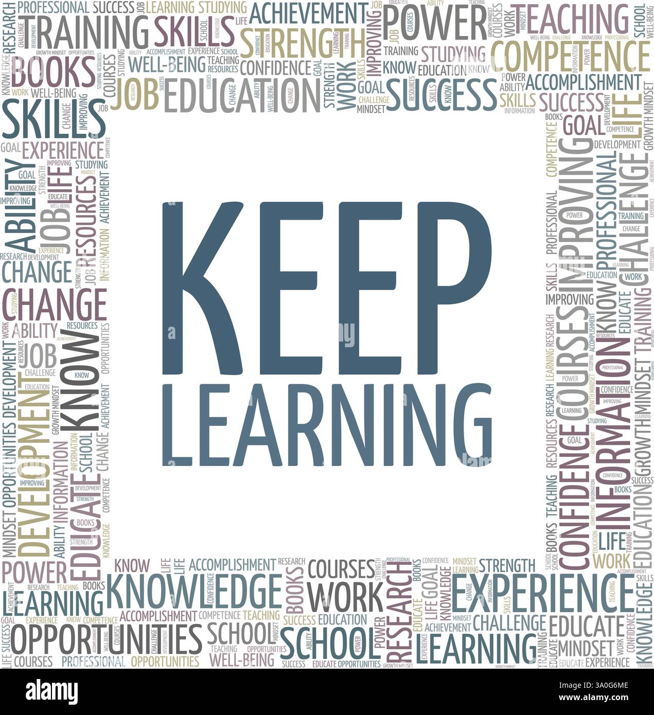 Keep Learning vector illustration word cloud isolated on a white background Stock Vector Image ...