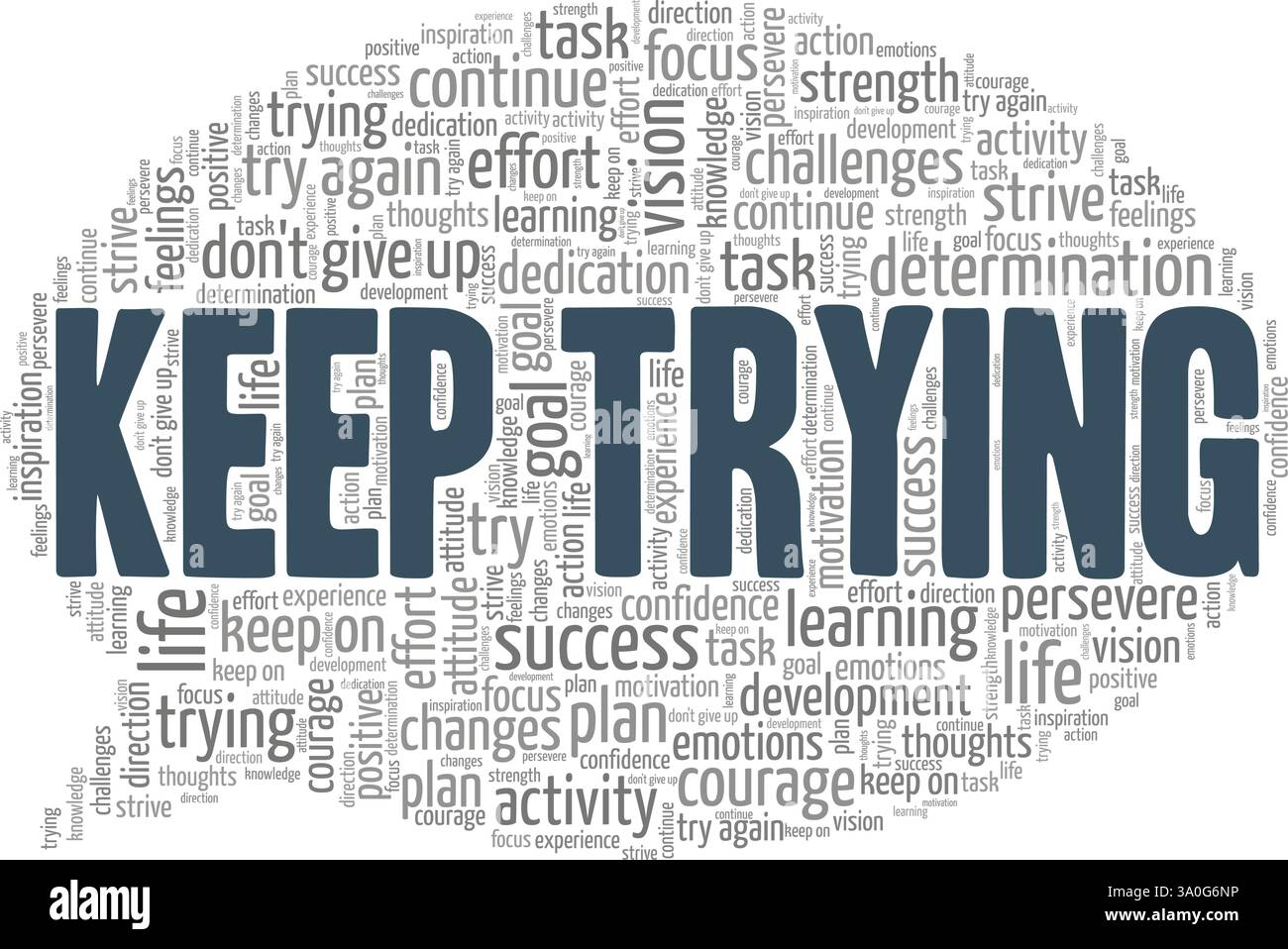 Keep Trying vector illustration word cloud isolated on a white ...