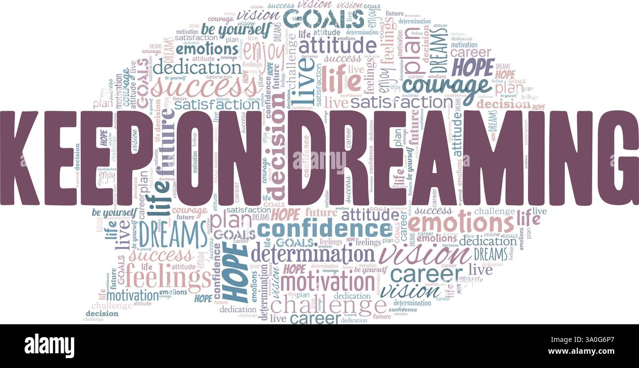 Keep on Dreaming vector illustration word cloud isolated on a white ...