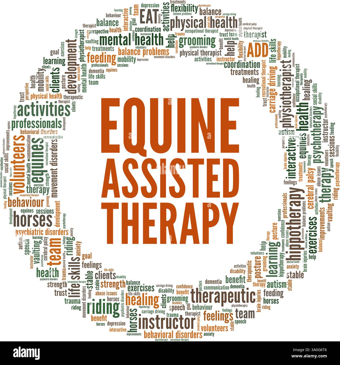 Equine-Assisted Therapy vector illustration word cloud isolated on a ...