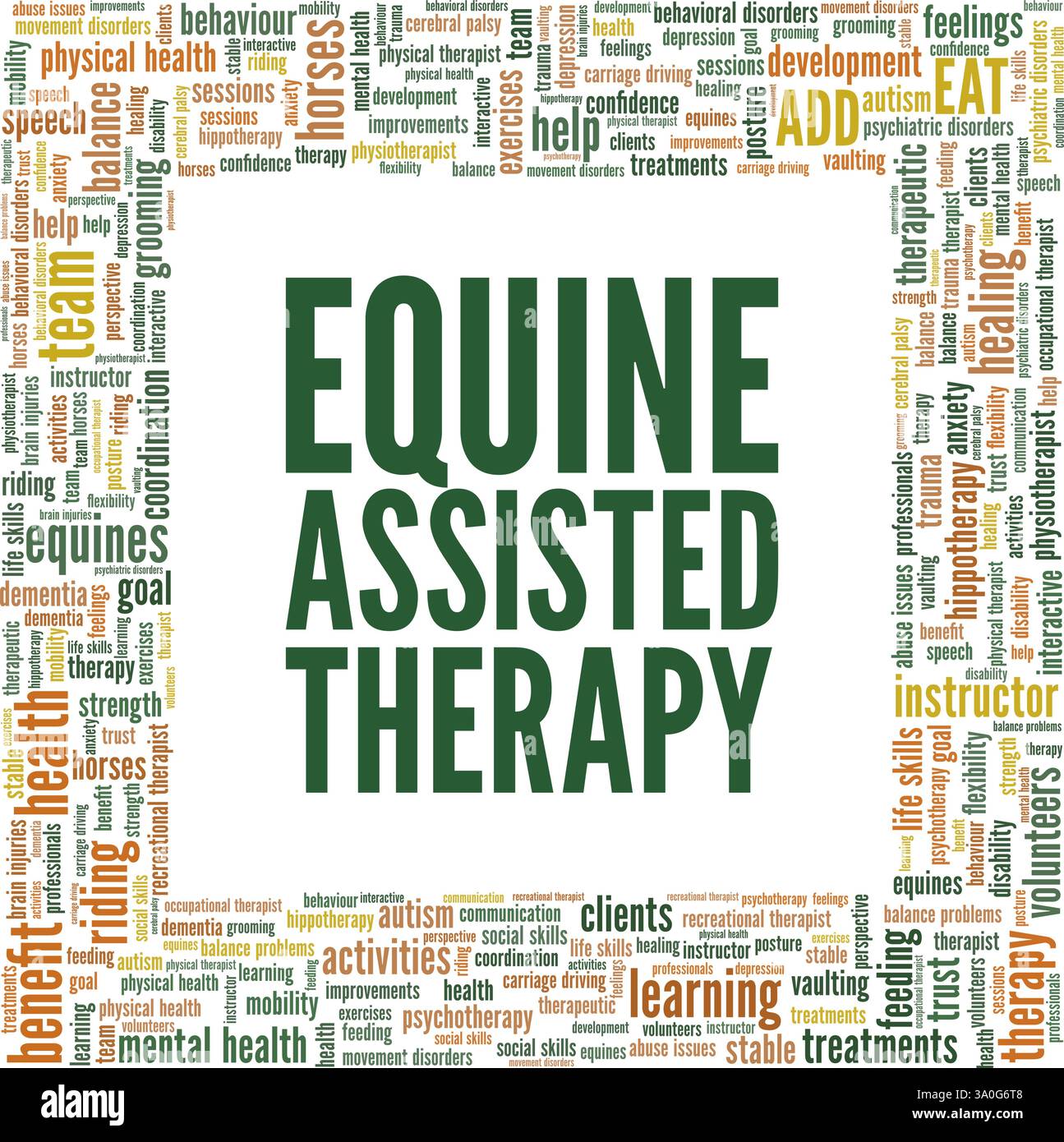 Equine-Assisted Therapy vector illustration word cloud isolated on a ...
