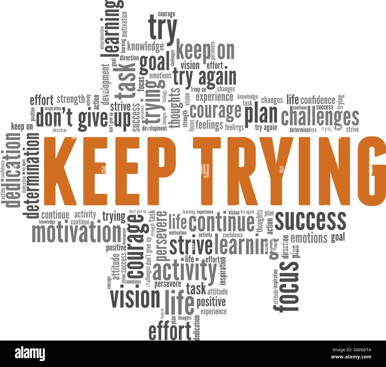 Keep Trying vector illustration word cloud isolated on a white ...