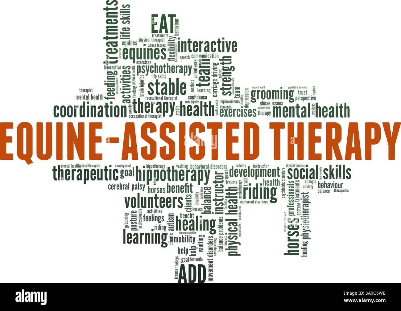 Equine-Assisted Therapy vector illustration word cloud isolated on a ...