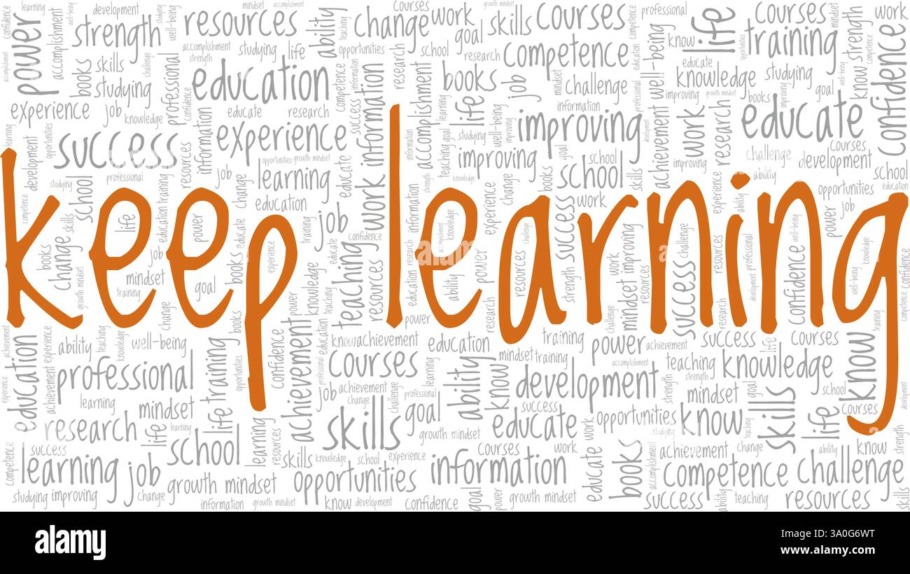 Keep Learning vector illustration word cloud isolated on a white ...
