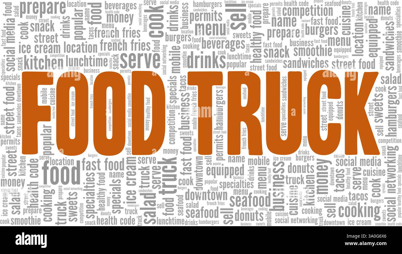 Food Truck vector illustration word cloud isolated on a white background Stock Vector Image ...