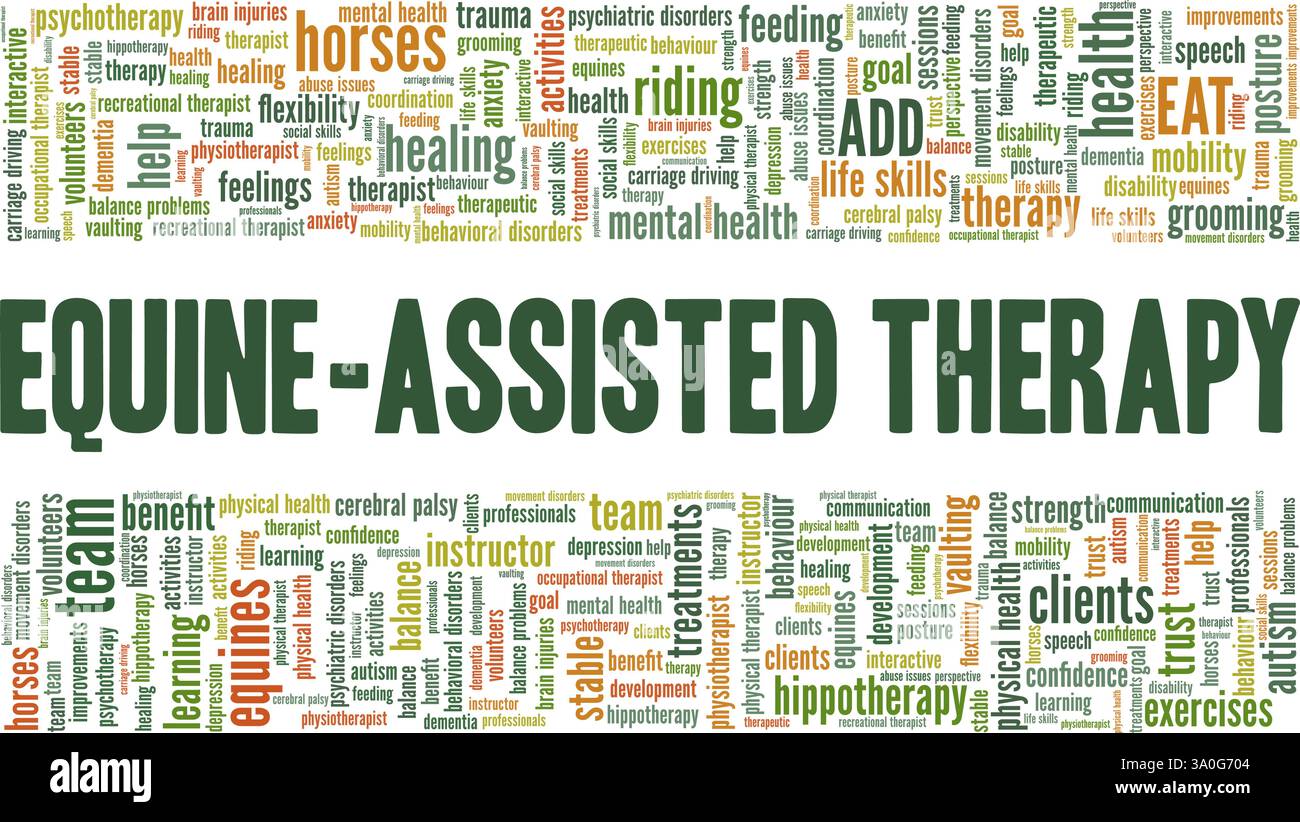 Equine-Assisted Therapy vector illustration word cloud isolated on a ...