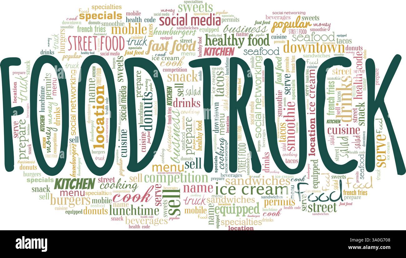 Food Truck vector illustration word cloud isolated on a white ...