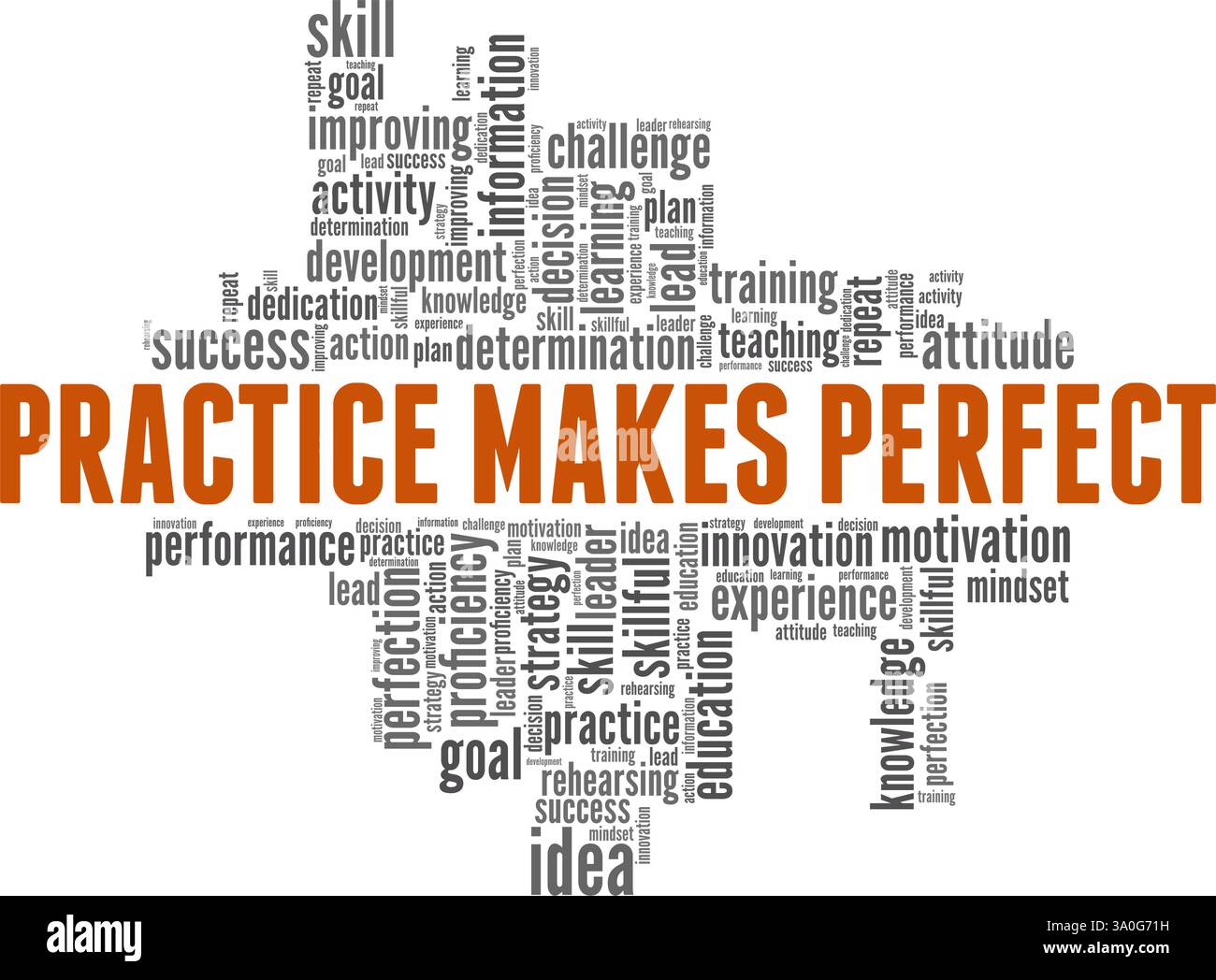 Practice Makes Perfect vector illustration word cloud isolated on a ...