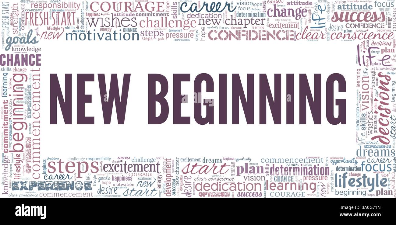 New Beginning vector illustration word cloud isolated on a white ...