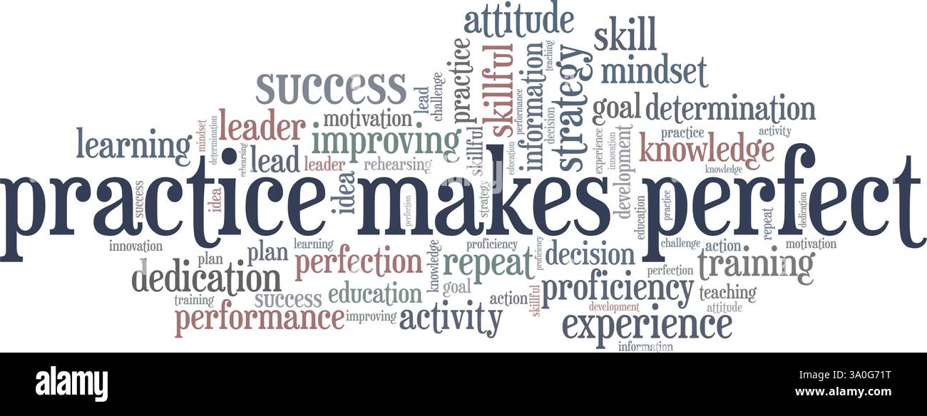 Practice Makes Perfect vector illustration word cloud isolated on a ...