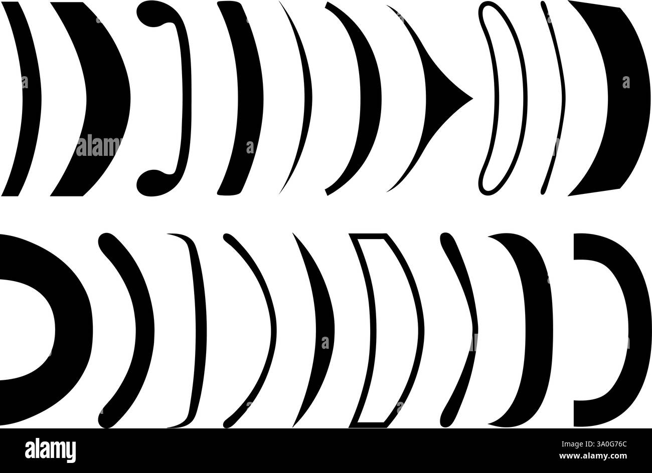 Set of different parentheses or round brackets isolated on white Stock ...