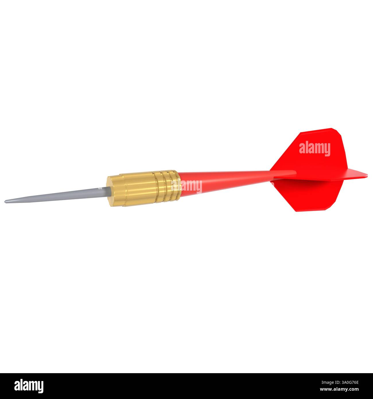 A detailed 3d rendering showcases a red dart featuring a metallic tip ...