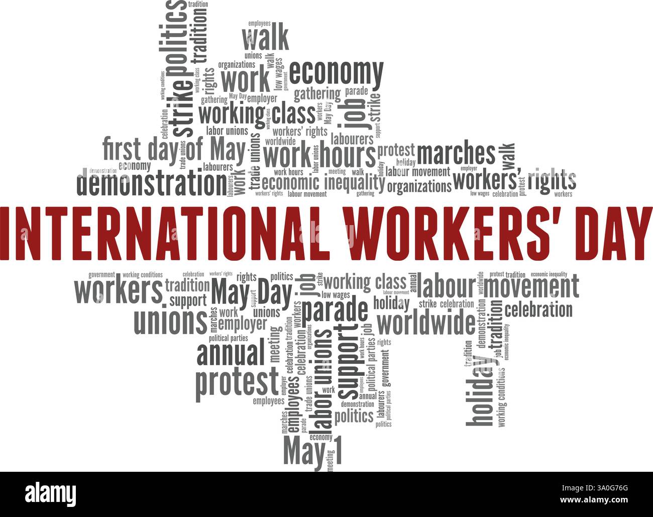 International Workers' Day - May Day vector illustration word cloud ...