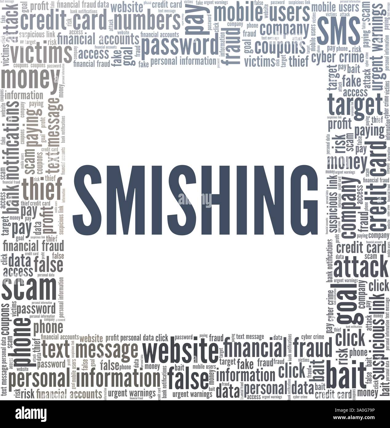 Smishing (SMS Phishing) vector illustration word cloud isolated on a ...