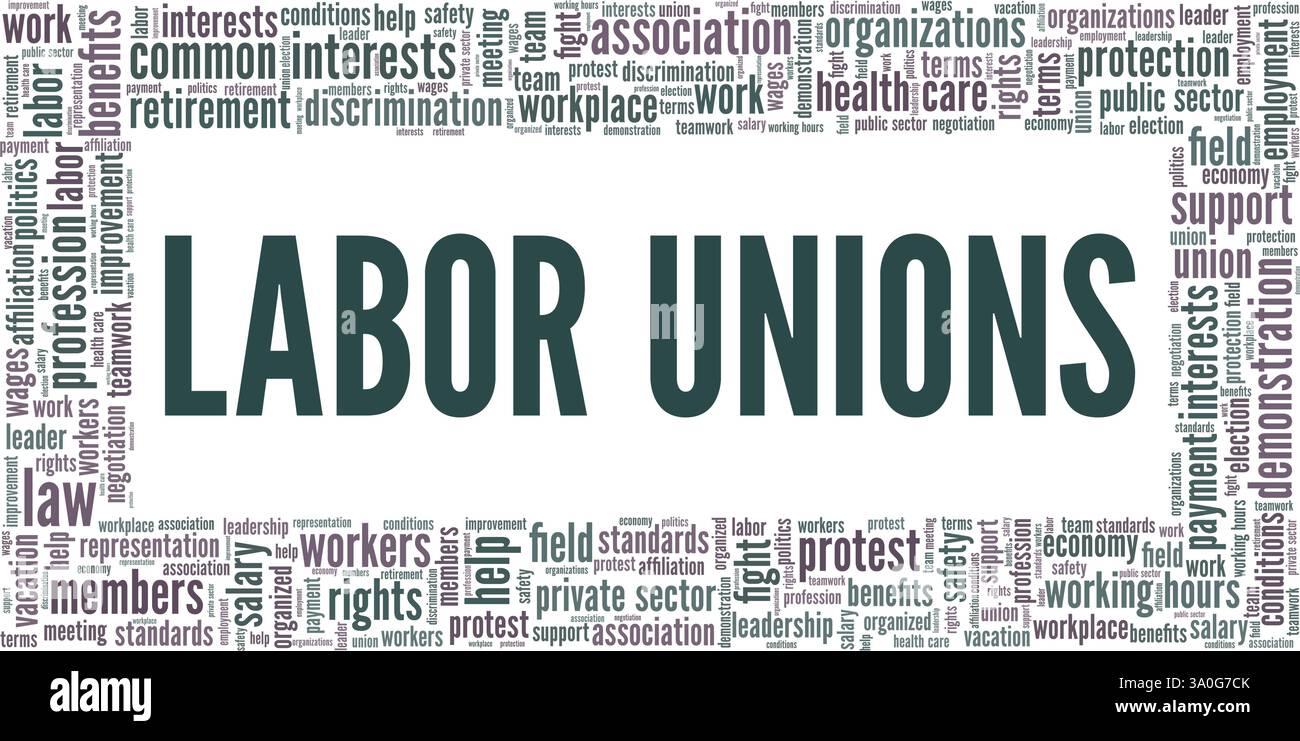 Labor Unions vector illustration word cloud isolated on a white ...