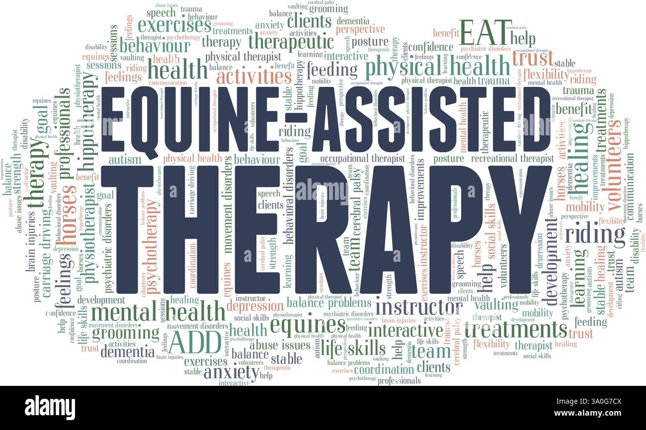 Equine-Assisted Therapy vector illustration word cloud isolated on a ...