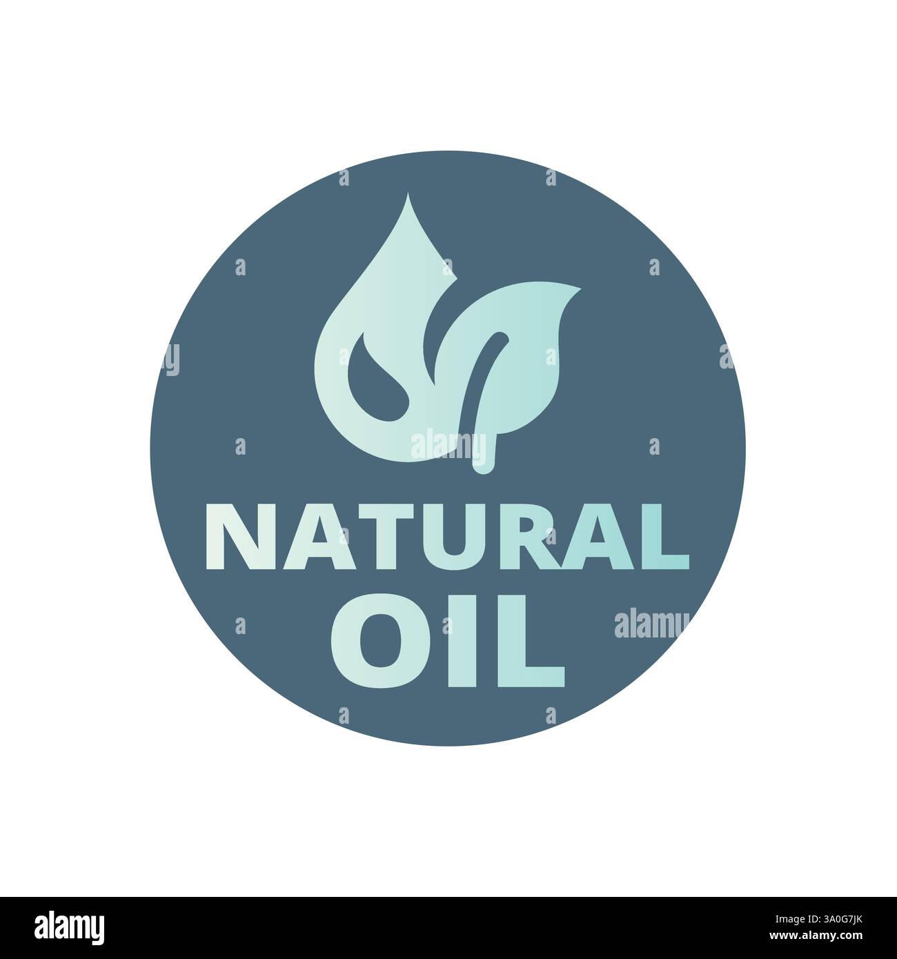 Natural oil with leaf and drop label. Organic oil colorful sticker ...