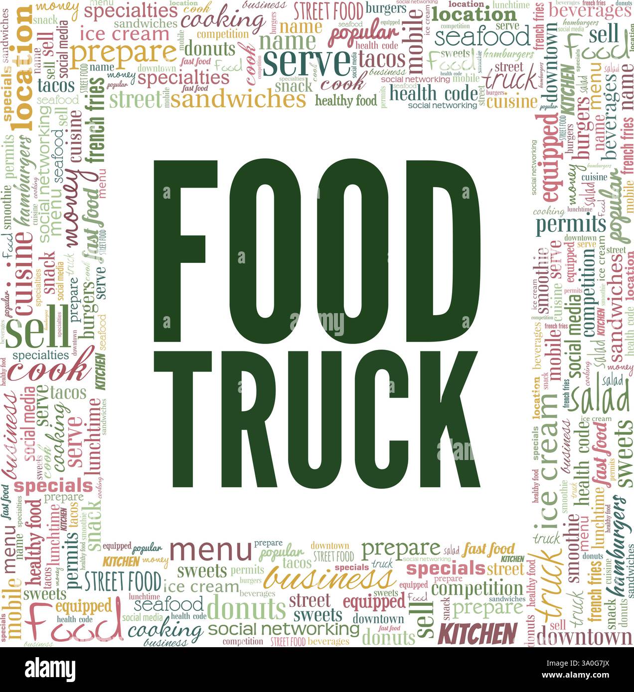 Food Truck vector illustration word cloud isolated on a white ...