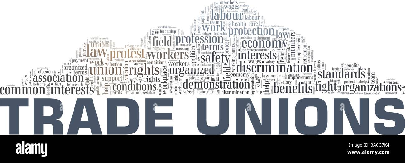 Trade Unions vector illustration word cloud isolated on a white ...