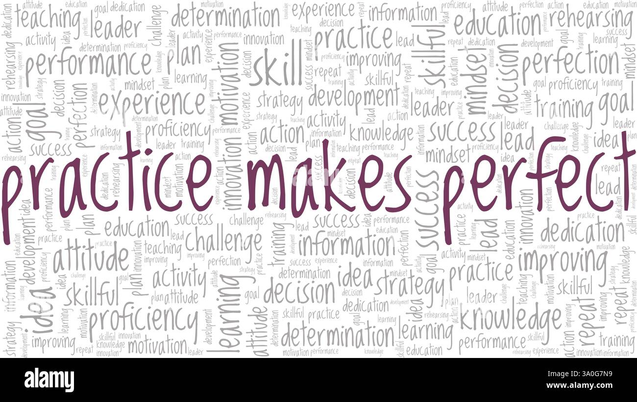 Practice Makes Perfect vector illustration word cloud isolated on a ...