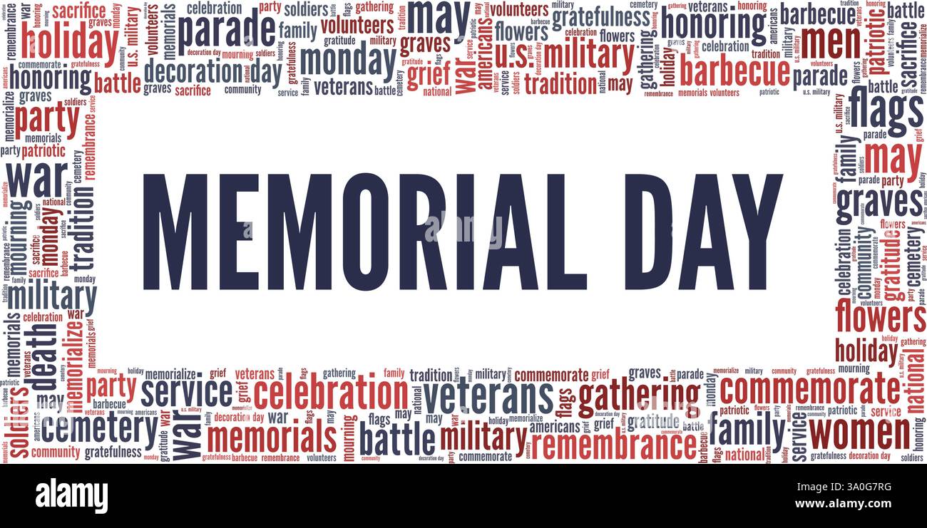 Memorial Day vector illustration word cloud isolated on a white ...