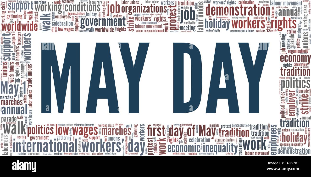 May Day - International Workers' Day vector illustration word cloud ...