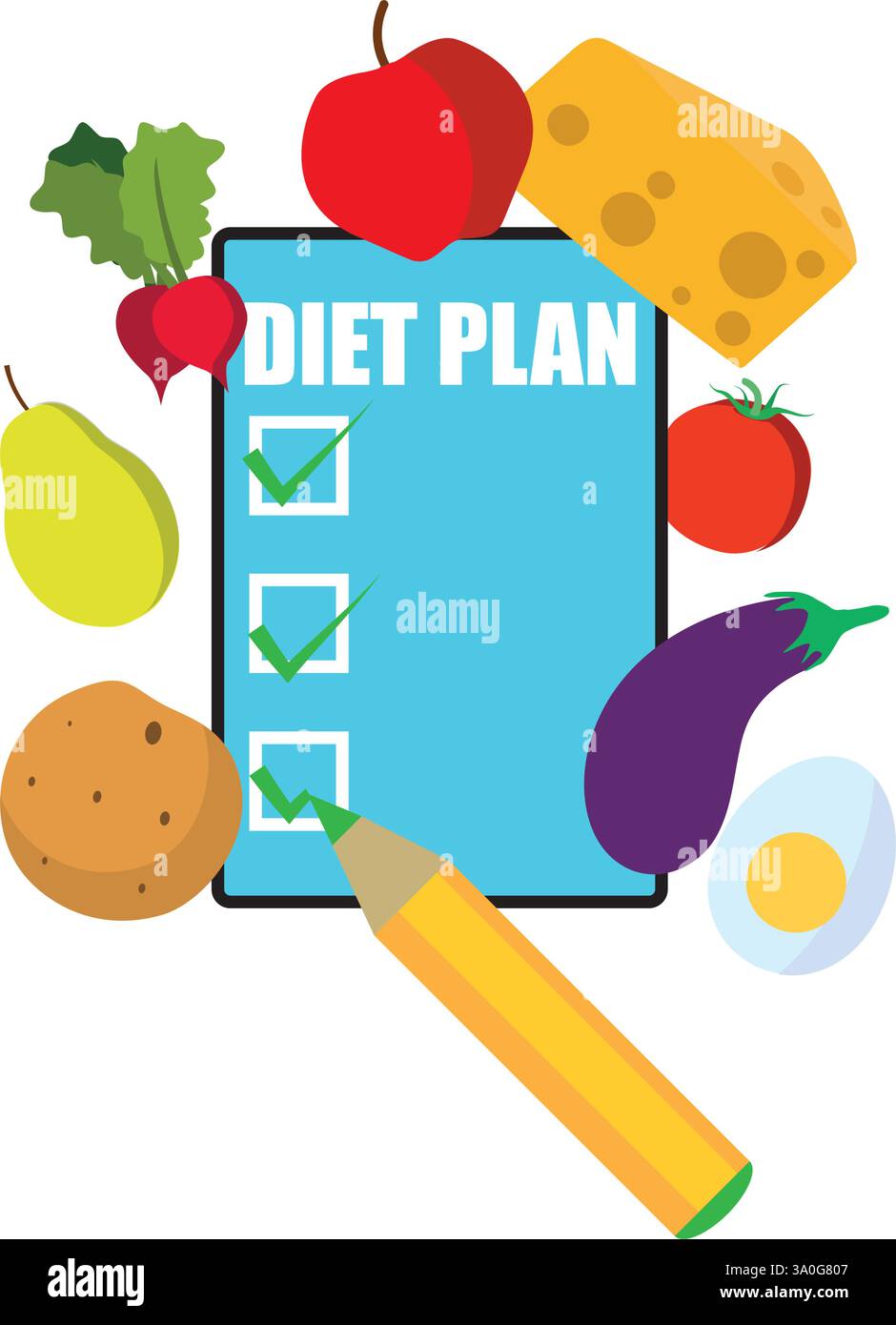 Diet plan schedule checklist concept. Vector illustration Stock Vector ...