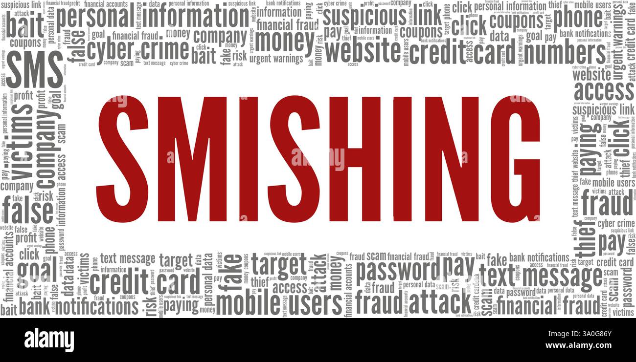 Smishing (SMS Phishing) vector illustration word cloud isolated on a ...