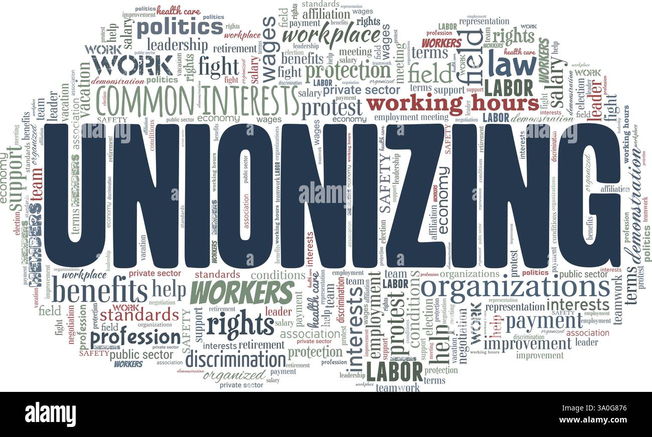Unionizing vector illustration word cloud isolated on a white ...