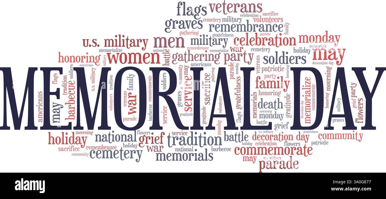 Memorial Day vector illustration word cloud isolated on a white ...