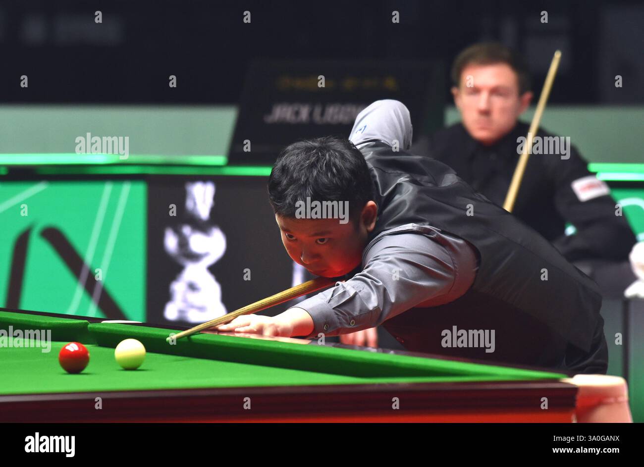Hong Kong, China. 4th Mar, 2025. Zhang Anda competes during the match ...