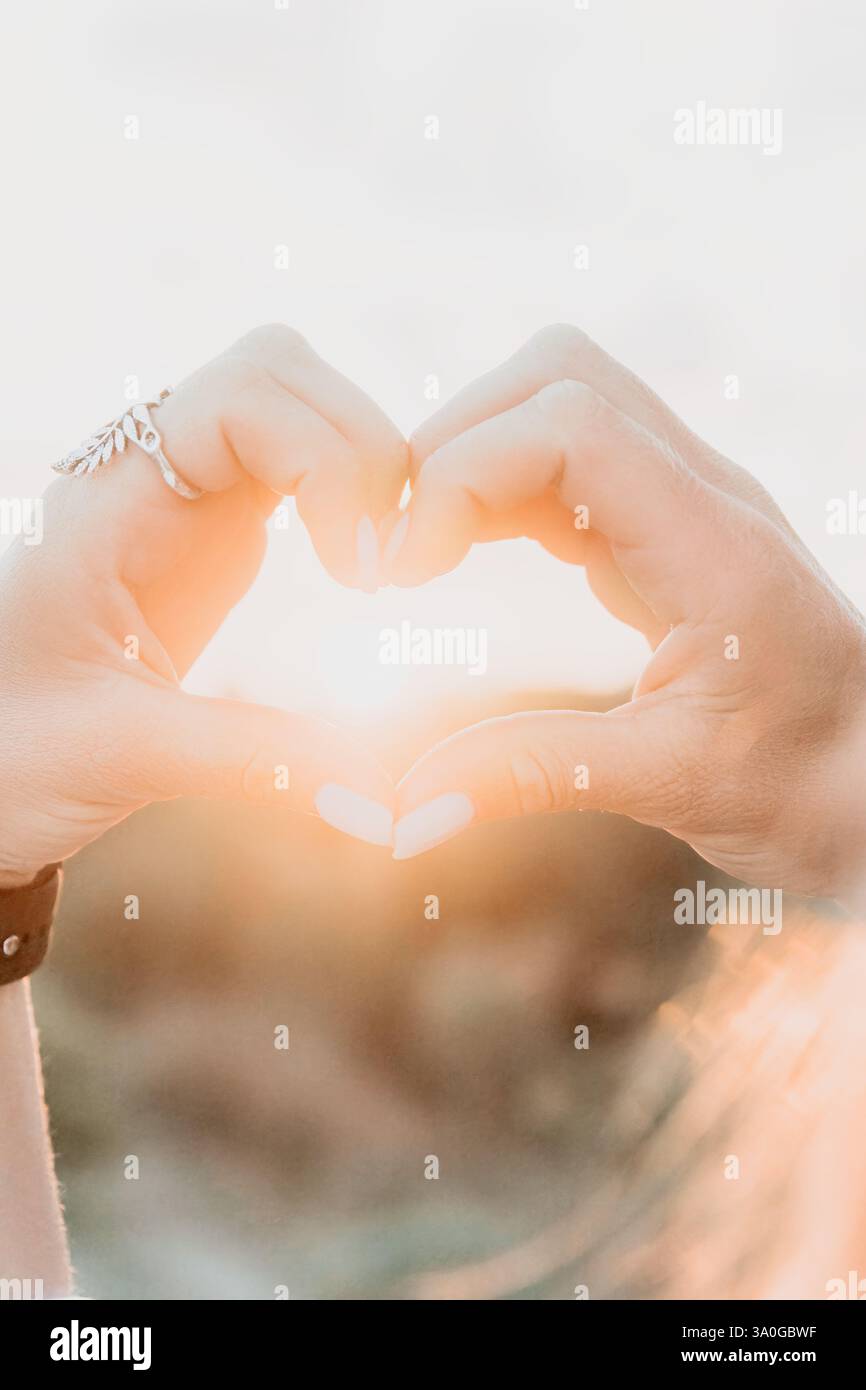 Hands Heart Sun - Love Symbol Formed by Hands with Sunlight in ...
