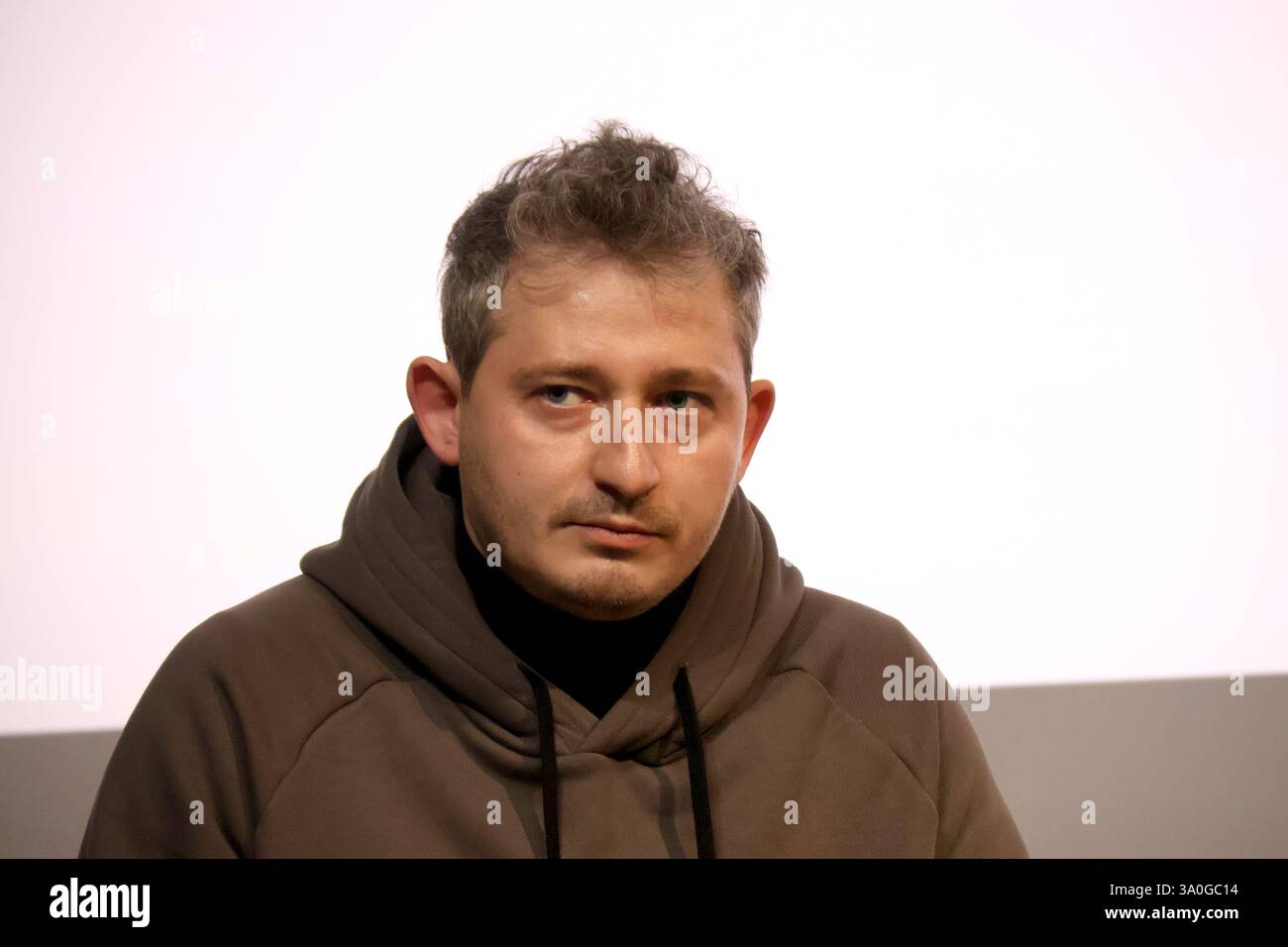 Serviceman and musician Mykolai Sierga attends the premiere of Memory ...