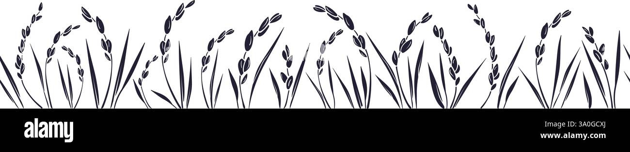 Rice grain. Vector seamless pattern. Graphic ink backdrop for food ...