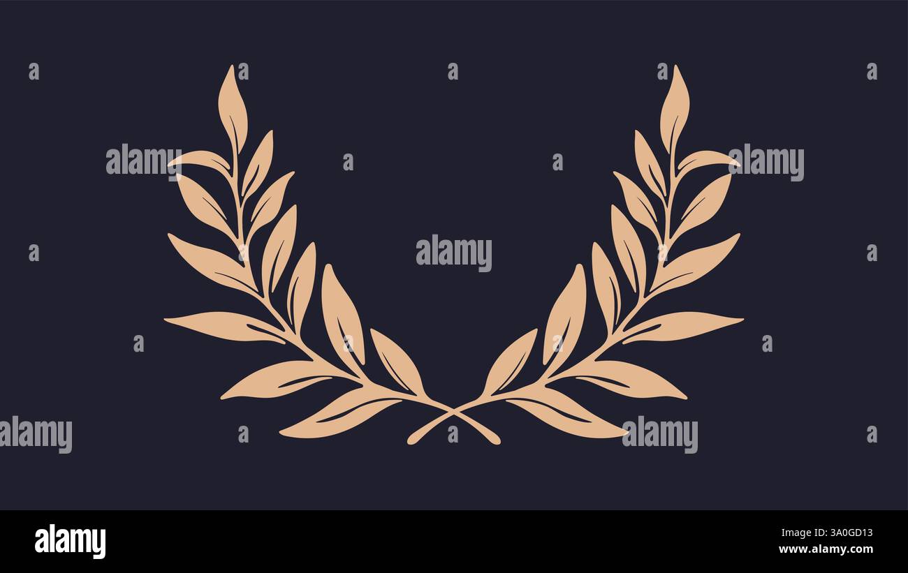 Laurel wreath. Olive greek leaf. Vector emblem depicting an award ...