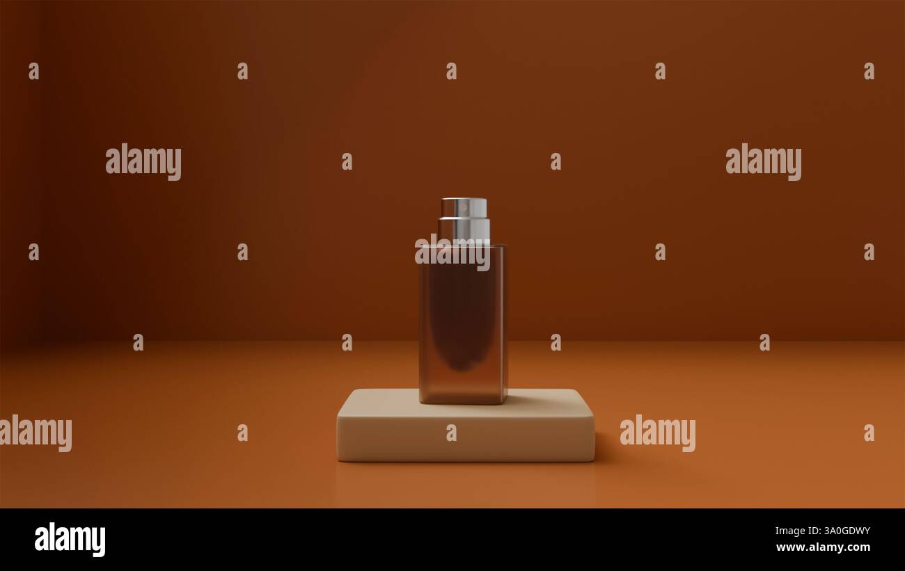 3d model of blue empty perfume bottle without cap on orange background ...