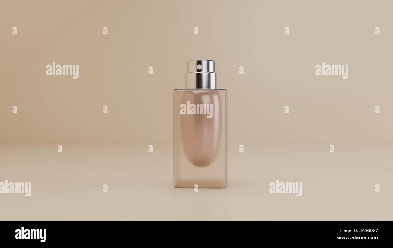 3d model of blue empty perfume bottle without cap on beige background ...