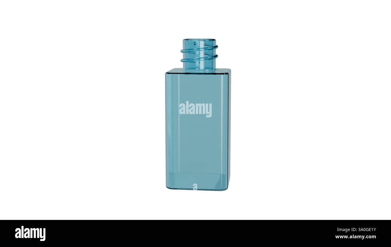 3d model of a blue empty perfume bottle without a lid on a white ...