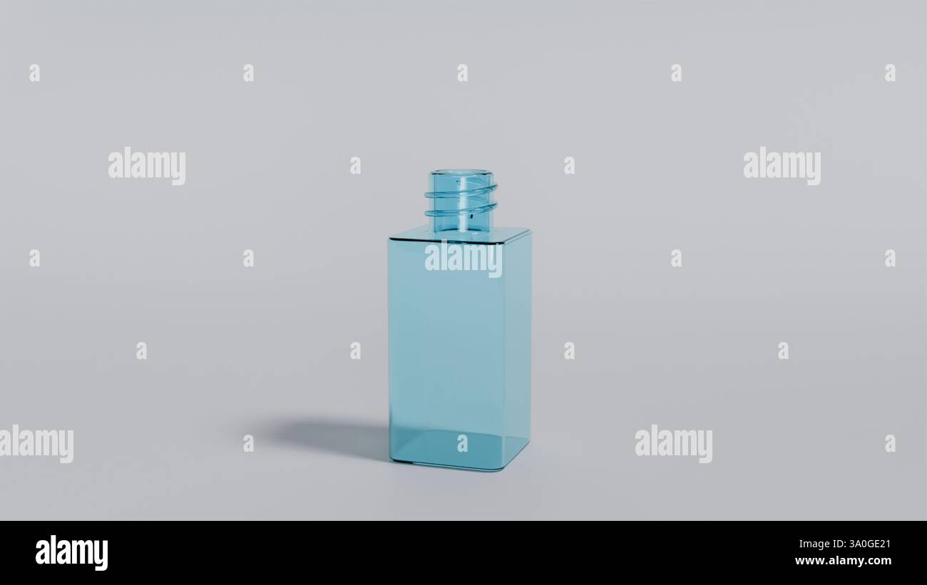 3d model of a blue empty perfume bottle without a lid on a white ...