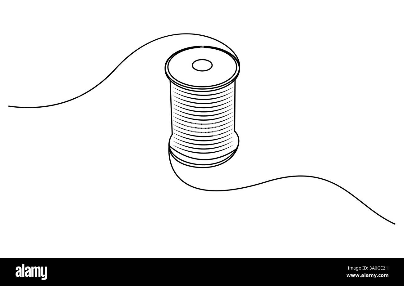 Single one line drawing Needle spool of thread button Design for sewing ...