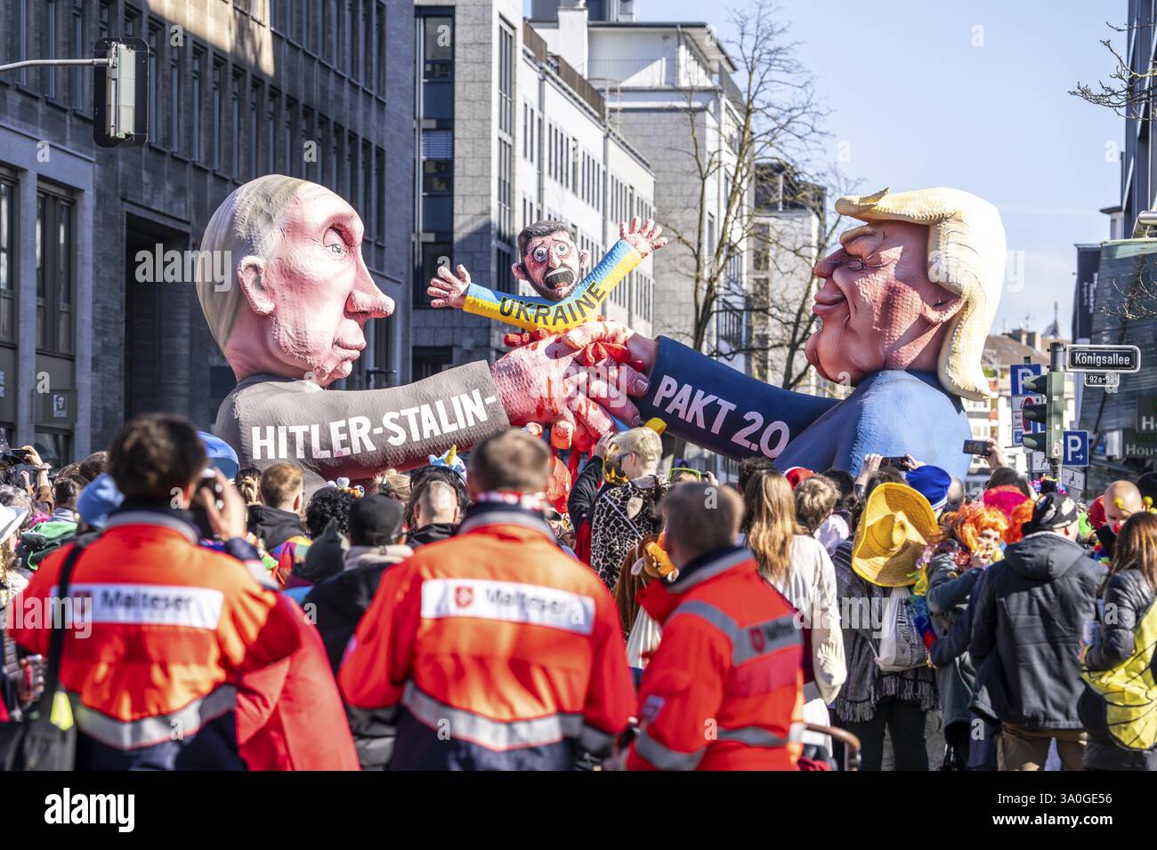 Rose Monday parade in Duesseldorf, themed float by float builder Jacques Tilly, Putin and Trump ...