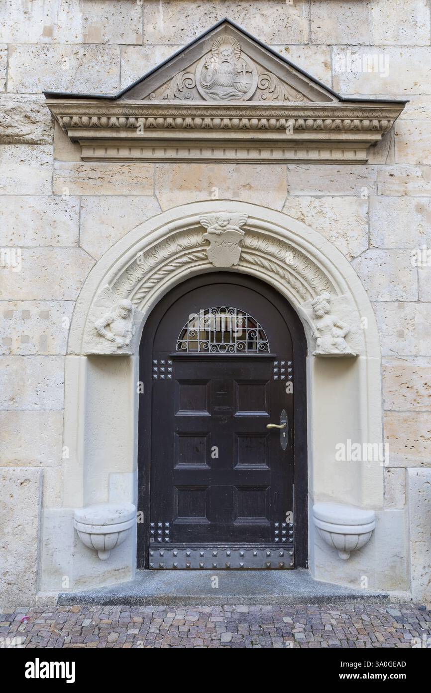 Historic seating niche portal at the town hall of Doebeln, Saxony ...