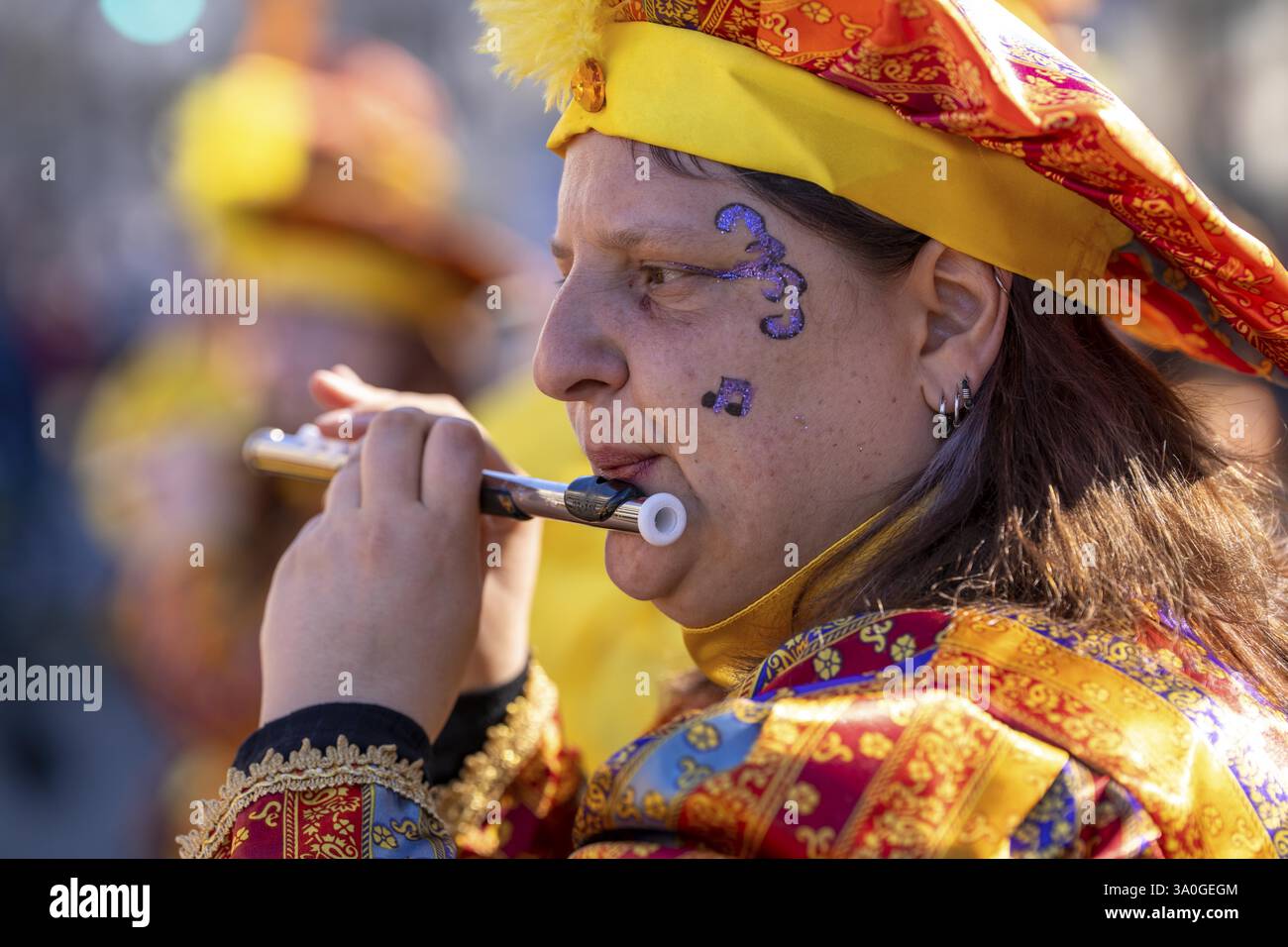 Rose Monday parade in Duesseldorf, groups of carnival societies and ...