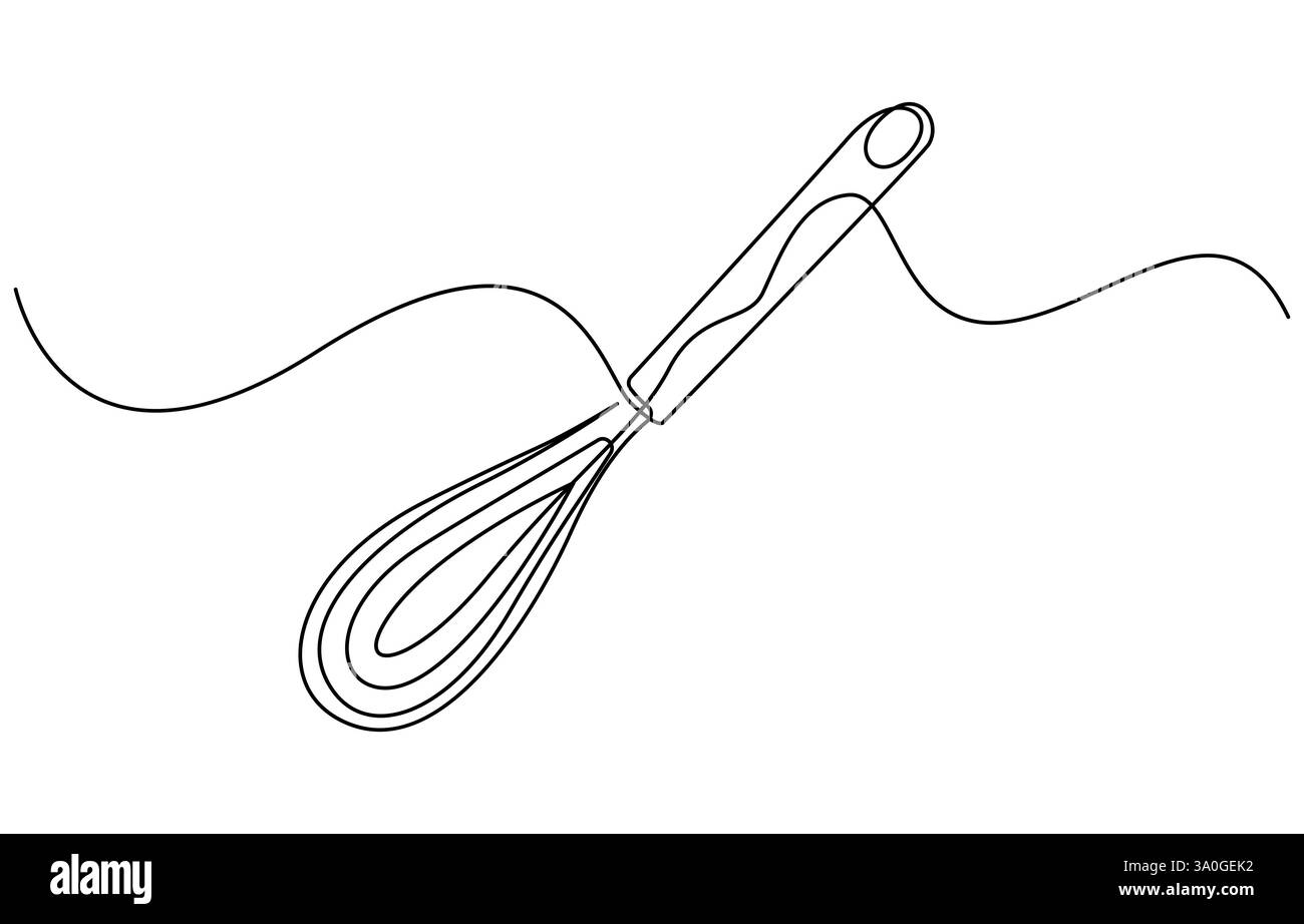 Continuous Line Drawing Of Balloon Whisk. One Line Of Kitchen Tool ...