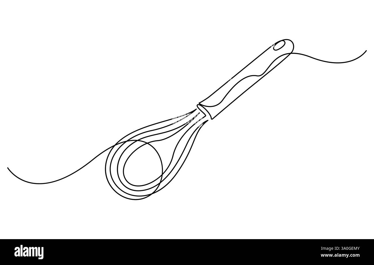 Continuous Line Drawing Of Balloon Whisk. One Line Of Kitchen Tool ...
